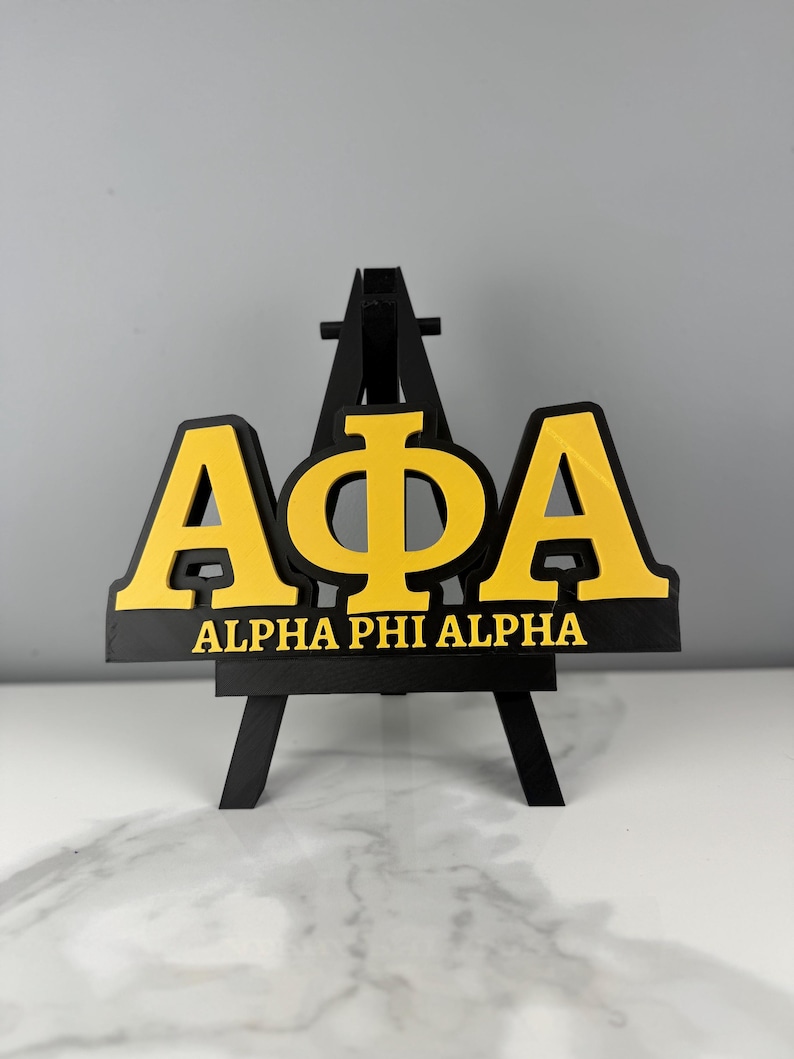 Personalized Alpha Phi Alpha 3D Printed Desk Sign: Black & Gold 11-inch ...