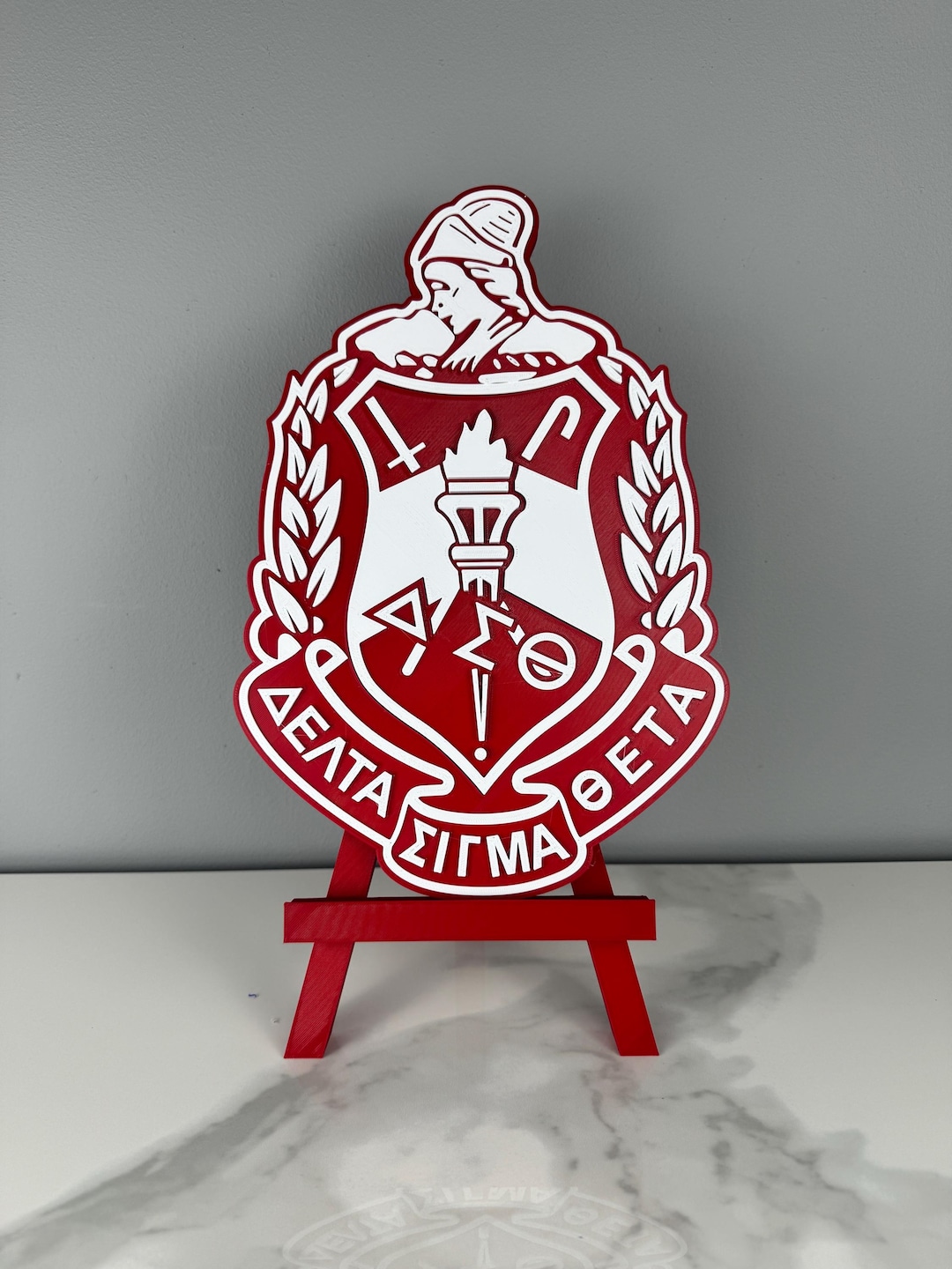 Delta Sigma Theta Crest 3D Printed in Red and White. 13 Inches Tall. - Etsy
