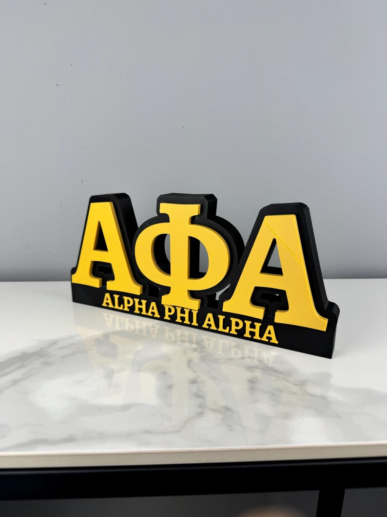 Personalized Alpha Phi Alpha 3D Printed Desk Sign: Black & Gold 11-inch ...