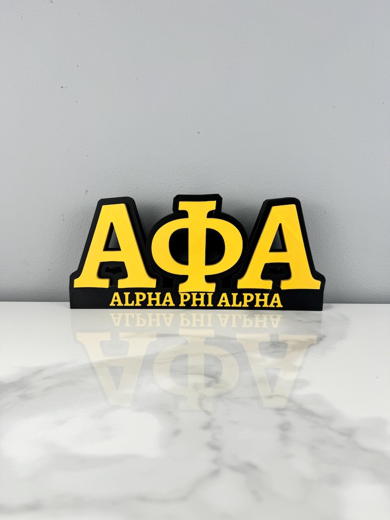 Personalized Alpha Phi Alpha 3D Printed Desk Sign: Black & Gold 11-inch ...