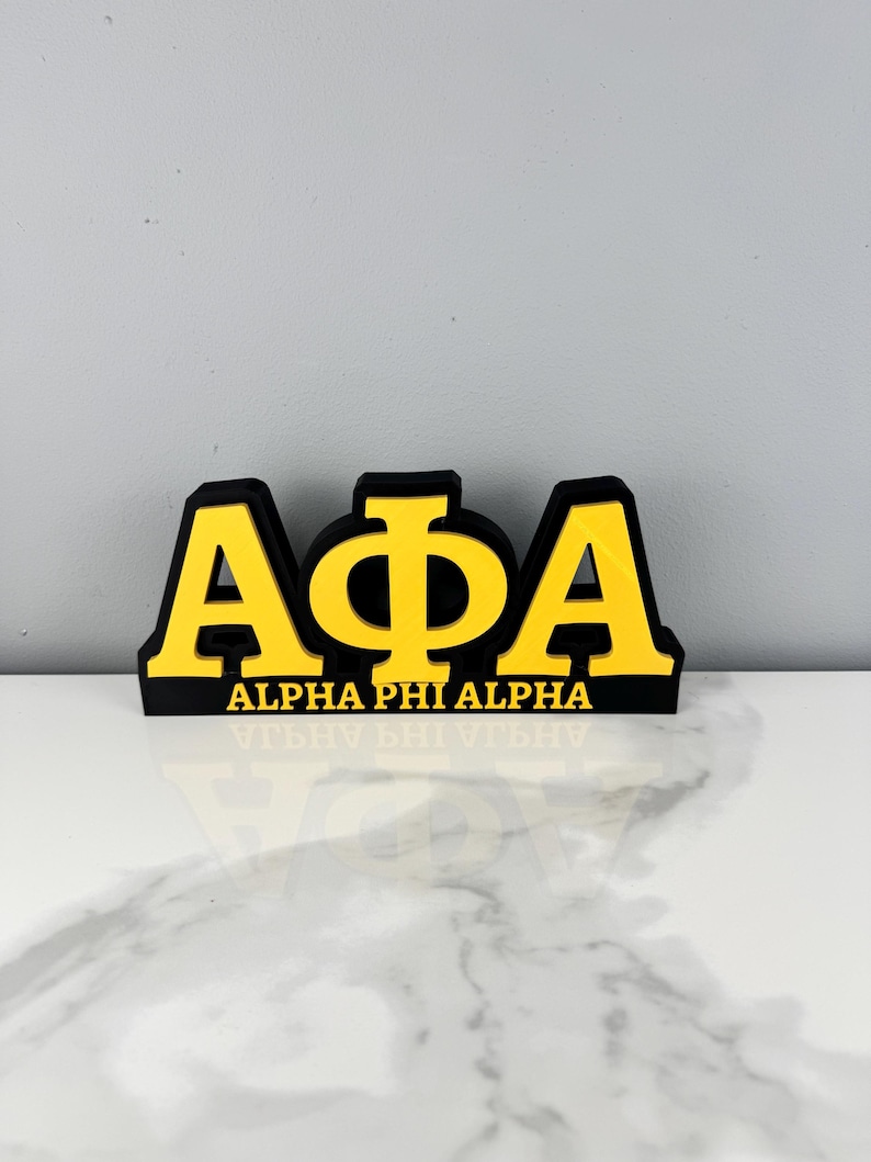 Personalized Alpha Phi Alpha 3D Printed Desk Sign: Black & Gold 11-inch ...