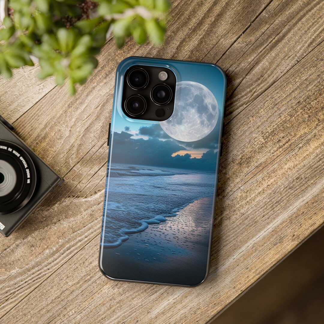 Beach and Full Moon Tough Phone Cases - Etsy