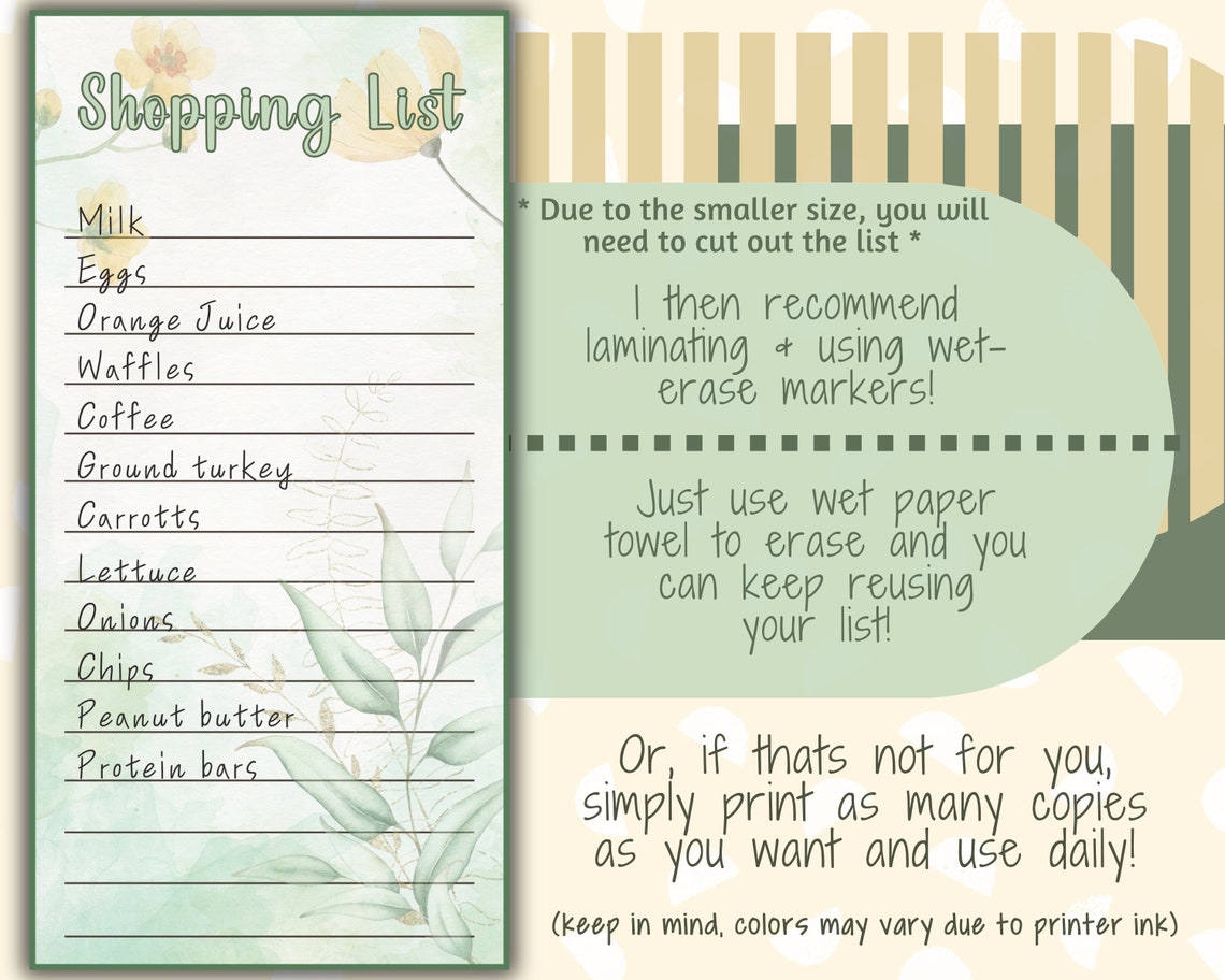 Printable Shopping List, Printable Grocery List, PDF Printable Shopping ...