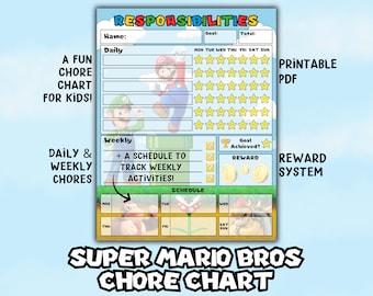 Printable Super Mario Chore Chart - Etsy