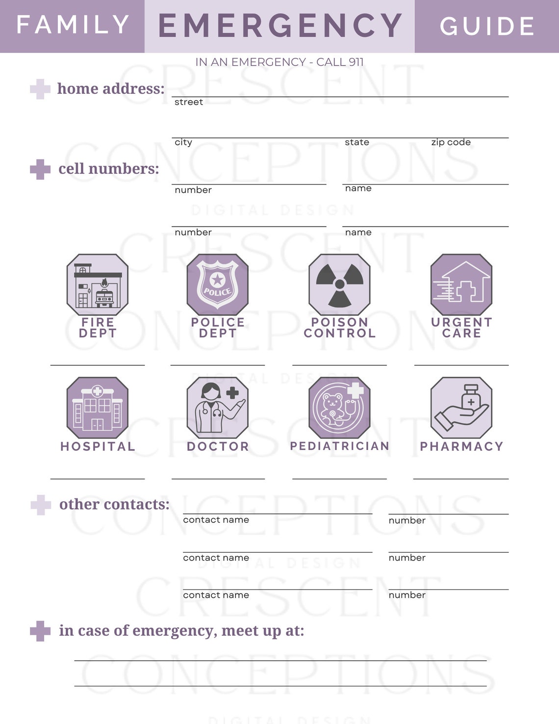 Editable Family Emergency Guide – Printable Contact List (digital ...