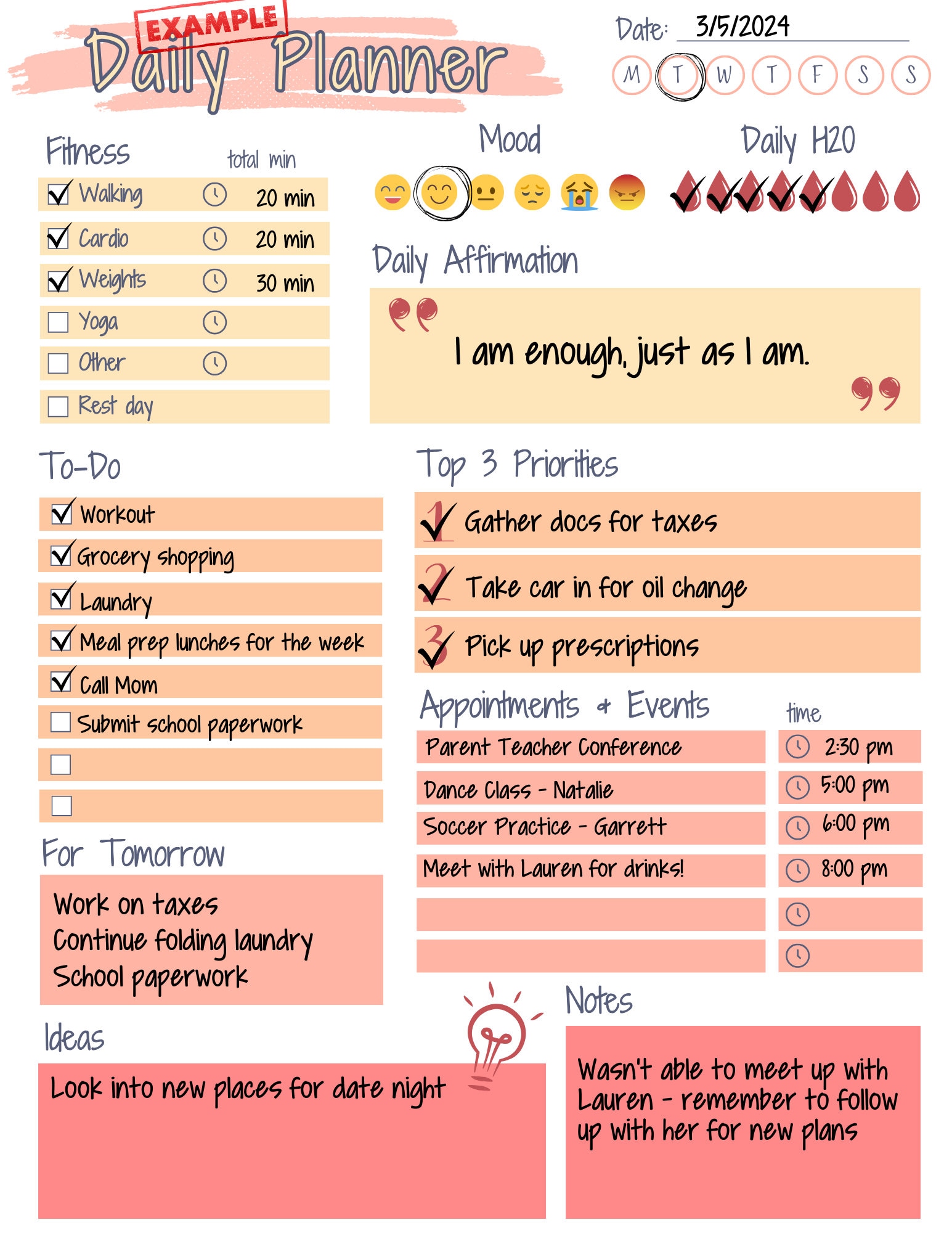 EDITABLE Daily Planner, Editable Daily to Do List, Printable Daily ...