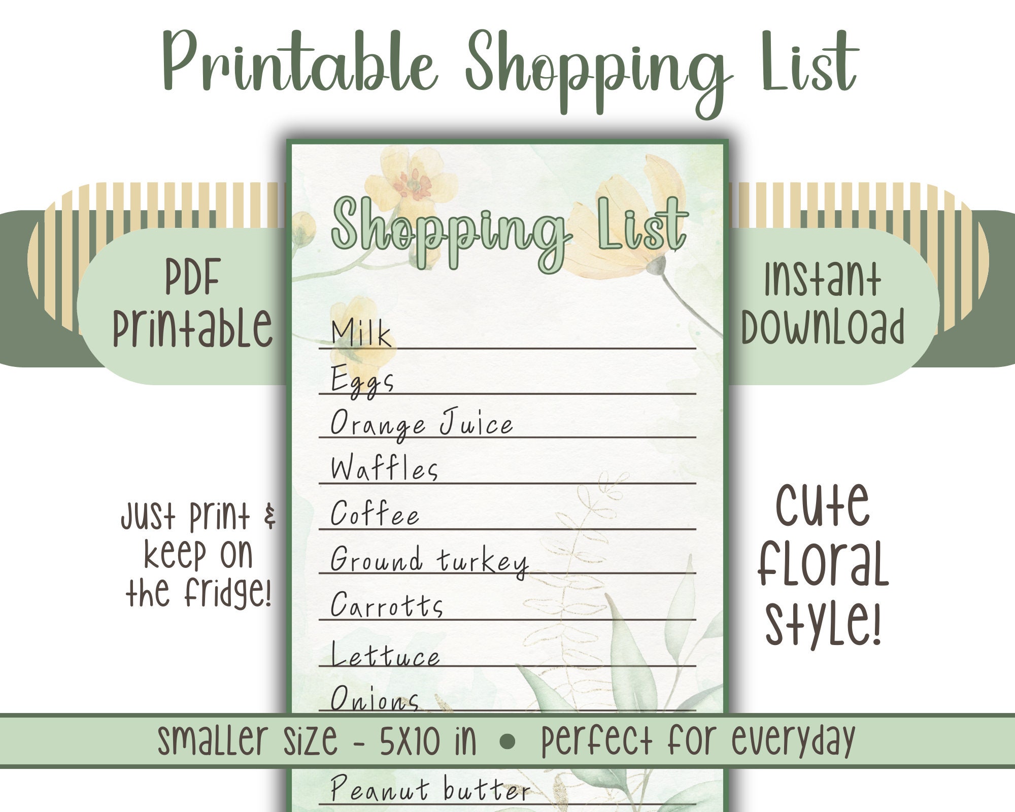 Printable Shopping List, Printable Grocery List, PDF Printable Shopping ...
