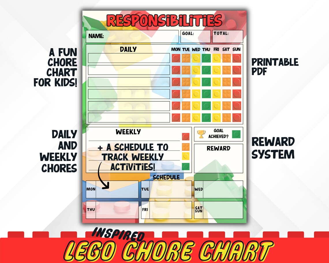 Printable Chore Chart for Kids, Responsibility Chart for Kids, Kids ...