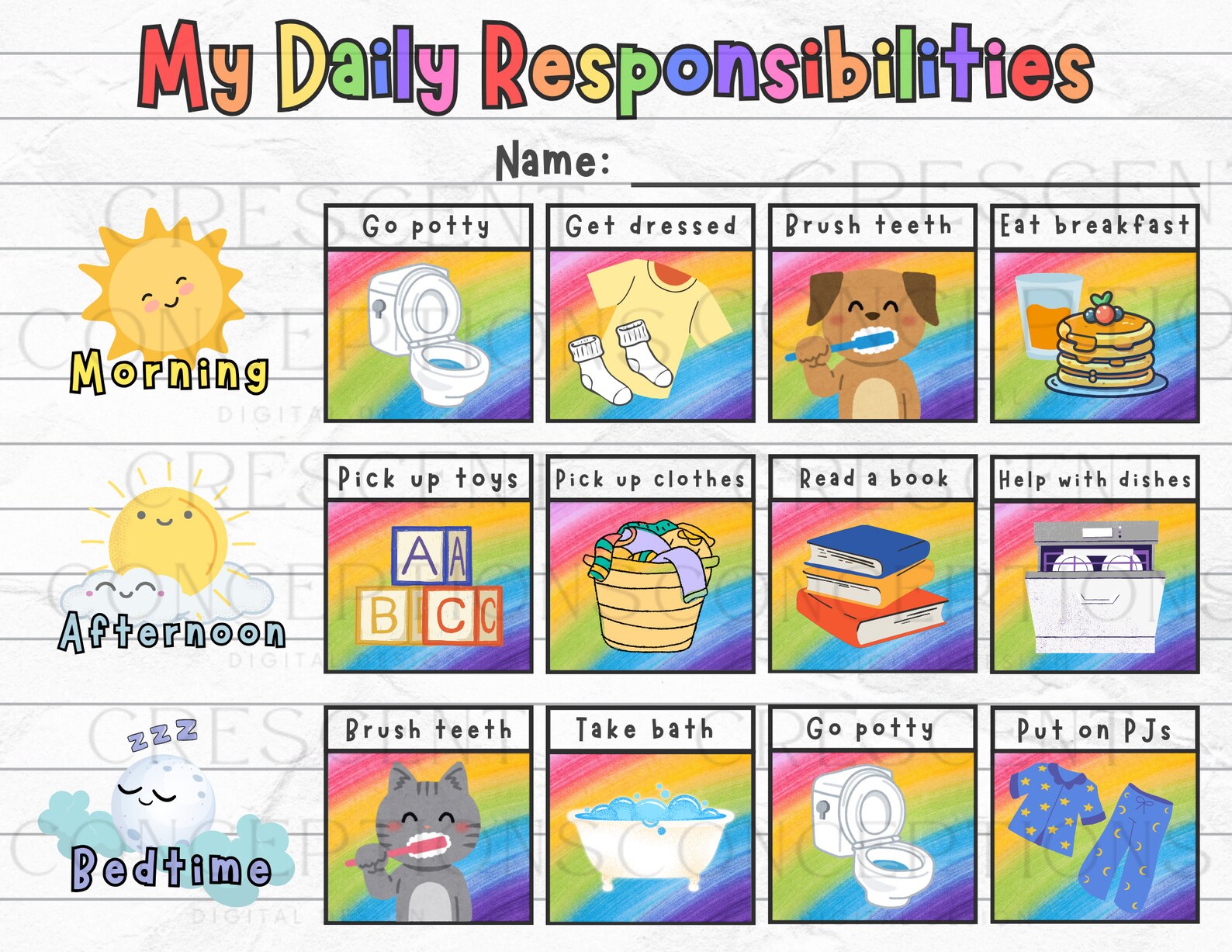 EDITABLE Chore Chart for Kids Template, Toddler Chore Chart, Daily ...