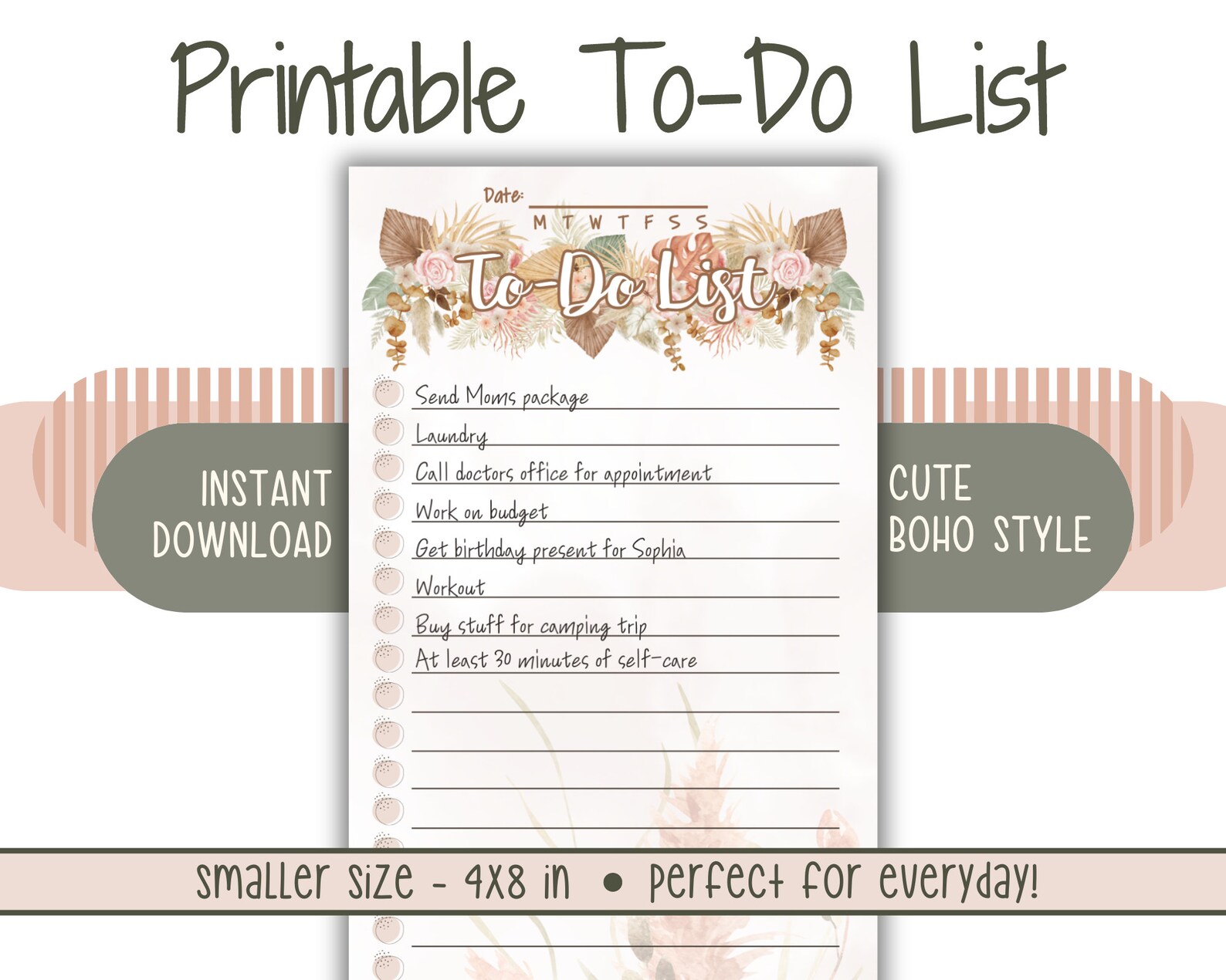 Printable to Do List, Printable to Do Checklist, Simple to Do List, Cute to Do List, Small to Do ...