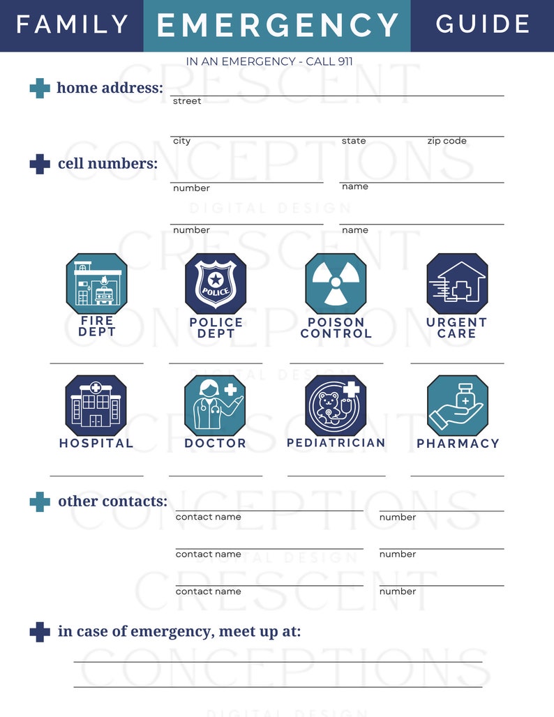 EDITABLE Family Emergency Guide - Emergency Contact List, Emergency ...