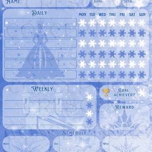 Ice Princess Chore Chart, Frozen Chore Chart for Kids, Chore Chart for ...
