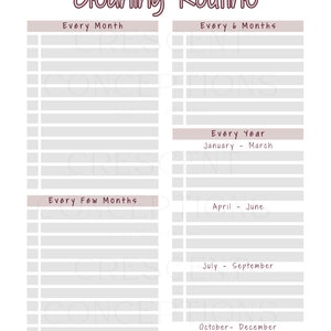 EDITABLE Cleaning Routine Checklist Template - Daily, Weekly, Monthly ...