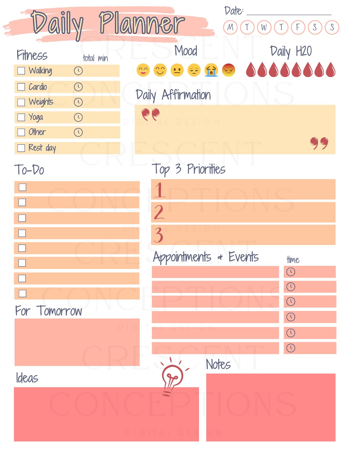 EDITABLE Daily Planner, Editable Daily to Do List, Printable Daily ...