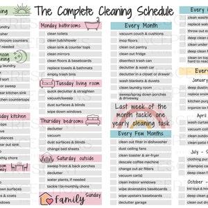 EDITABLE Complete Cleaning Schedule Checklist - Daily, Weekly, Bi ...