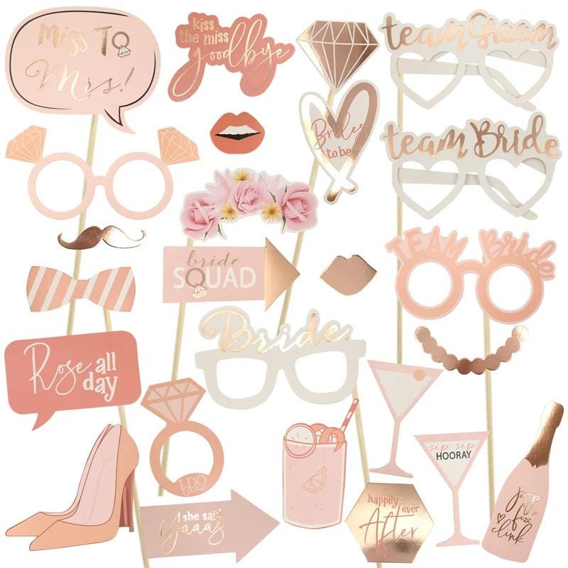 25 Pcs Team Bride to Be Paper Photo Booth Props | Bachelorette Bridal ...