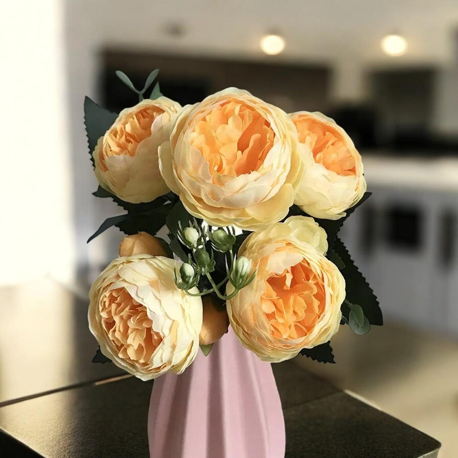 30cm Rose Pink Silk Flowers | Peony Artificial Flowers | 5 Big Heads 4 ...