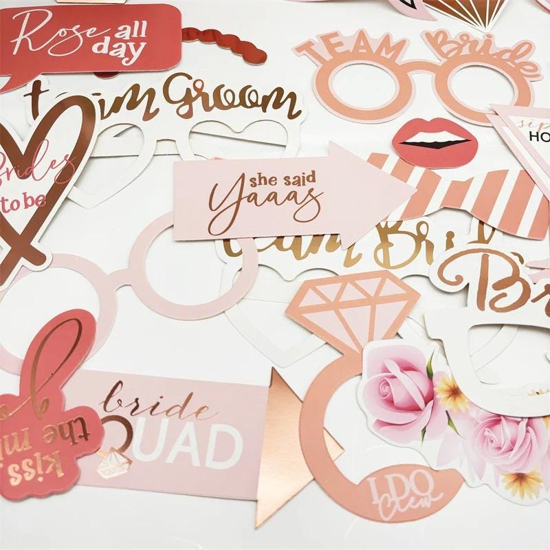 25 Pcs Team Bride to Be Paper Photo Booth Props | Bachelorette Bridal ...