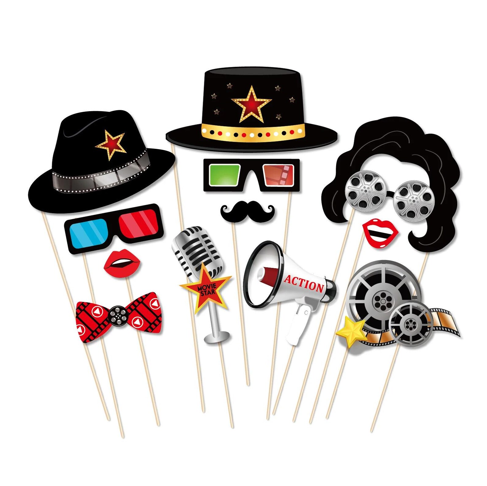 Hollywood Cinema Photo Booth Props for Kids Adults | Movie Night ...