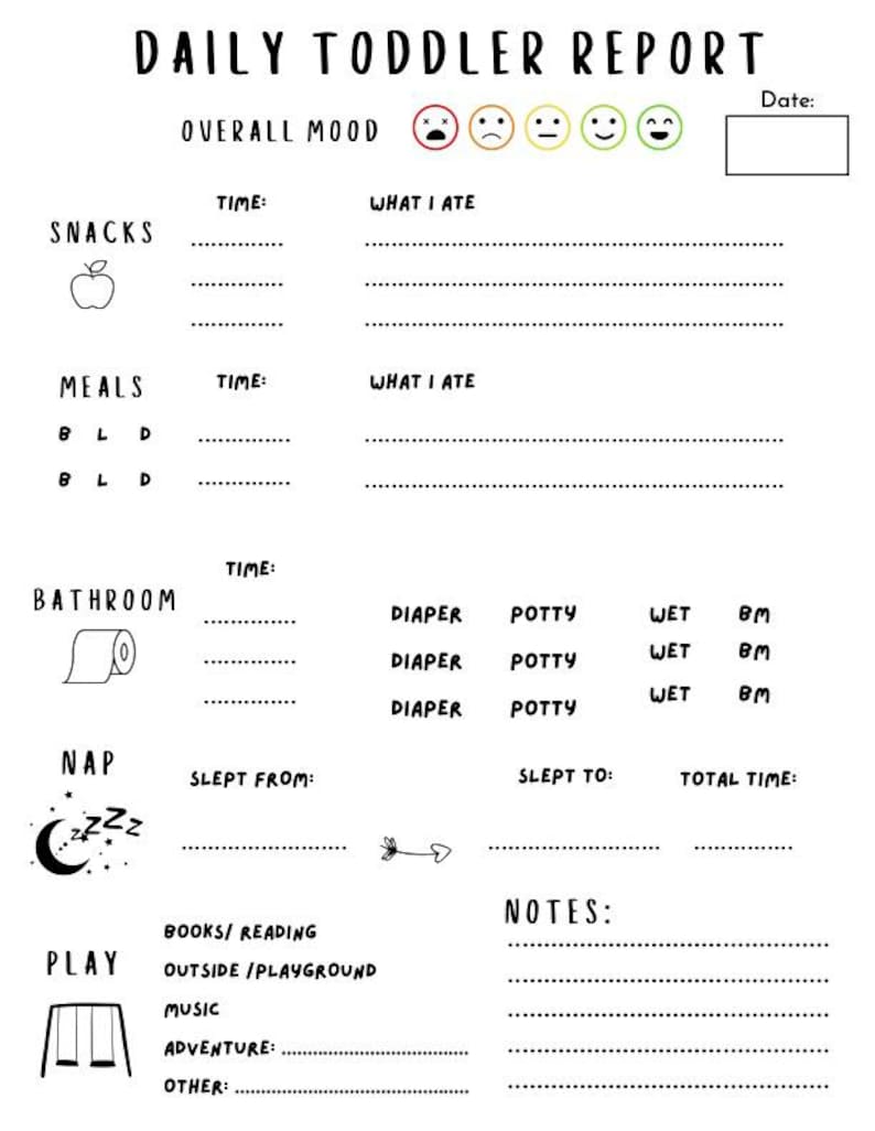 Daily Toddler Report - Etsy