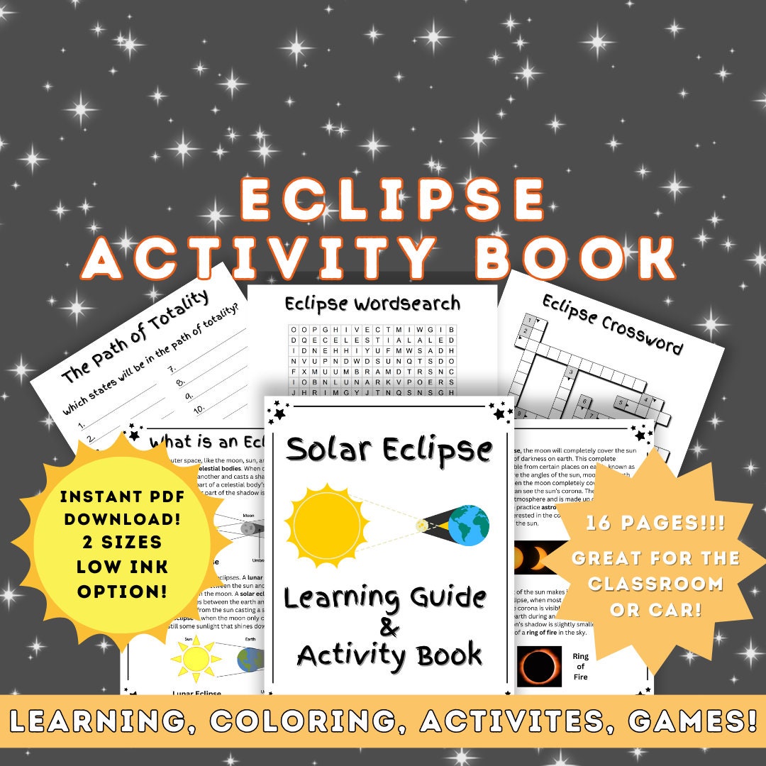 Solar Eclipse Activity for Kids Booklet for Elementary Students Solar ...