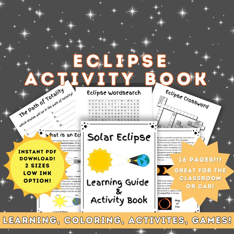 Solar Eclipse Activity for Kids Booklet for Elementary Students Solar ...
