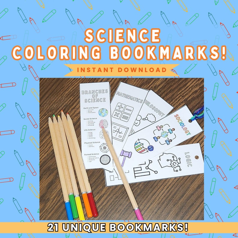 Science Coloring Bookmarks for Kids, 21 Designs (digital Download) - Etsy
