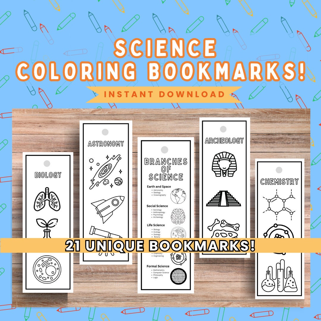 Science Coloring Bookmarks for Kids a Craft for Elementary Science ...