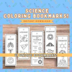 Science Coloring Bookmarks for Kids, 21 Designs (digital Download) - Etsy