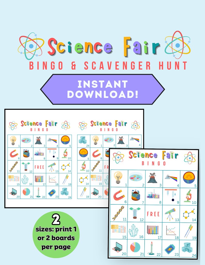 Science Fair Bingo & Scavenger Hunt Game, Elementary Activity (digital ...