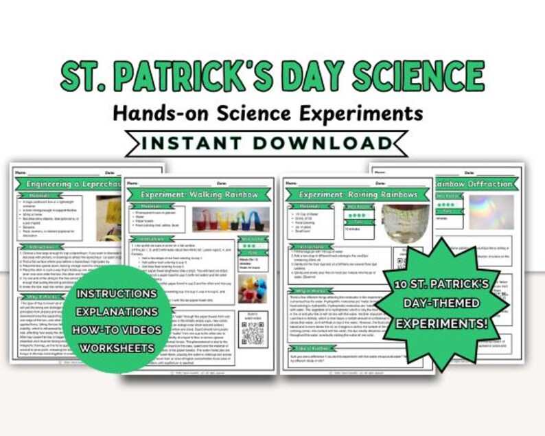 St. Patrick's Day Science Experiments for Kids STEM Activity - Etsy