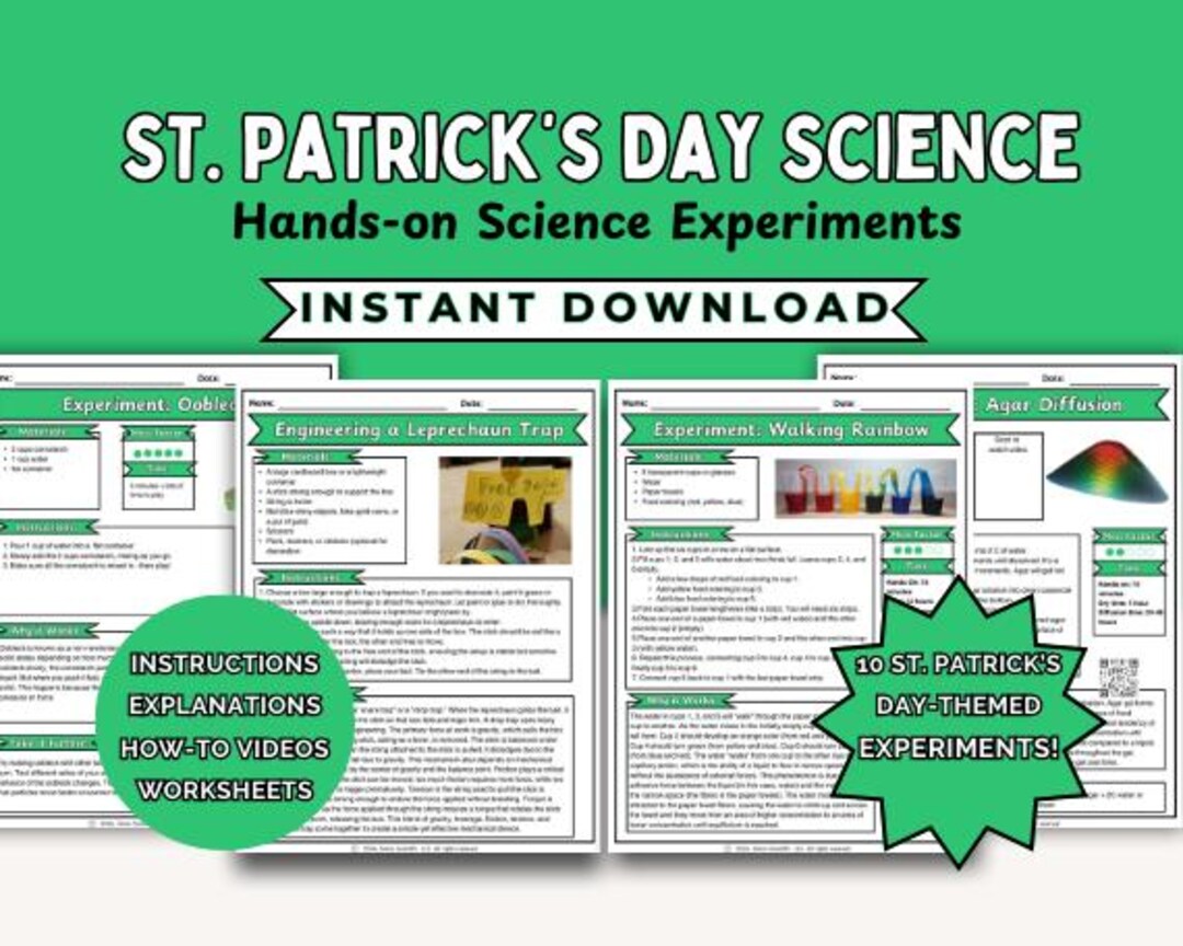 St. Patrick's Day Science Experiments for Kids STEM Activity - Etsy