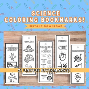 Science Coloring Bookmarks for Kids, 21 Designs (digital Download) - Etsy