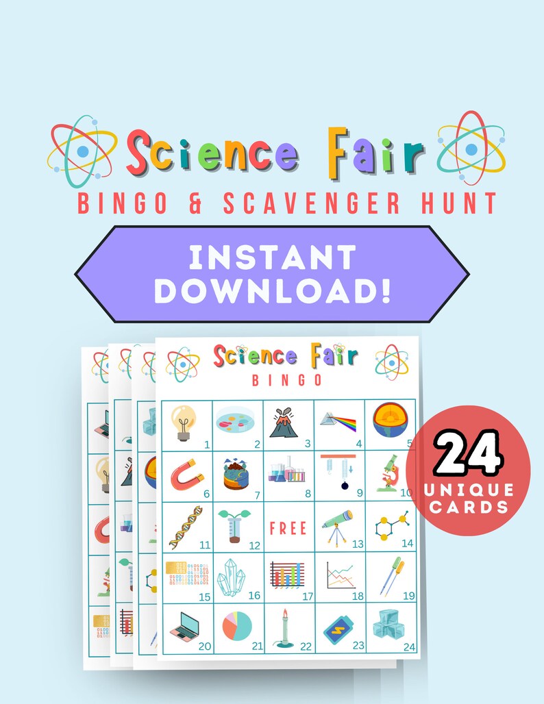 Science Fair Bingo & Scavenger Hunt Game, Elementary Activity (digital ...