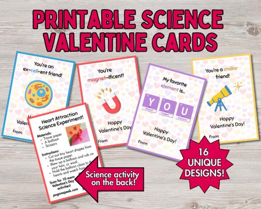 Printable Science Valentine Cards for Classroom With STEM Activity - Etsy