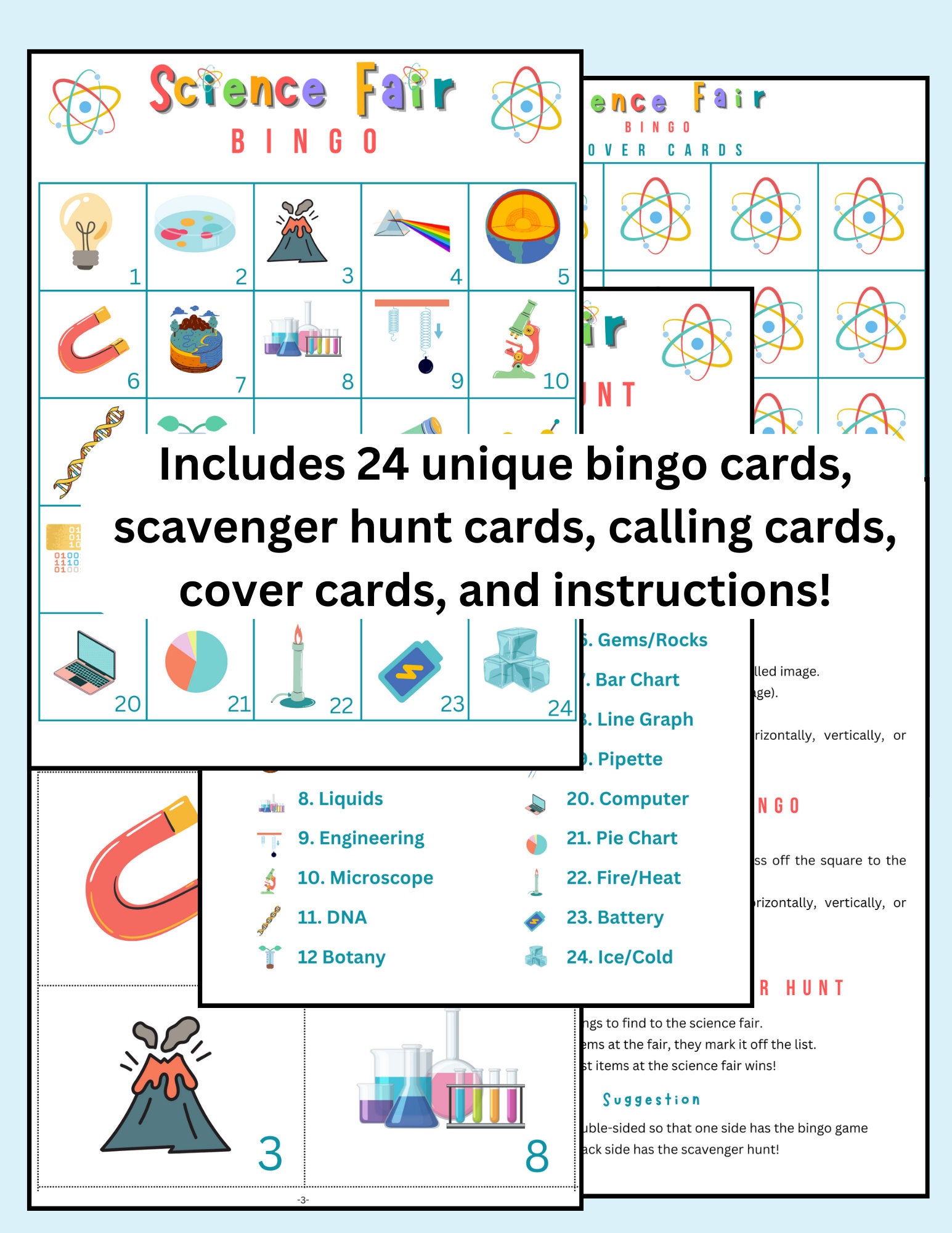 Science Fair Bingo & Scavenger Hunt Game, Elementary Activity (digital ...