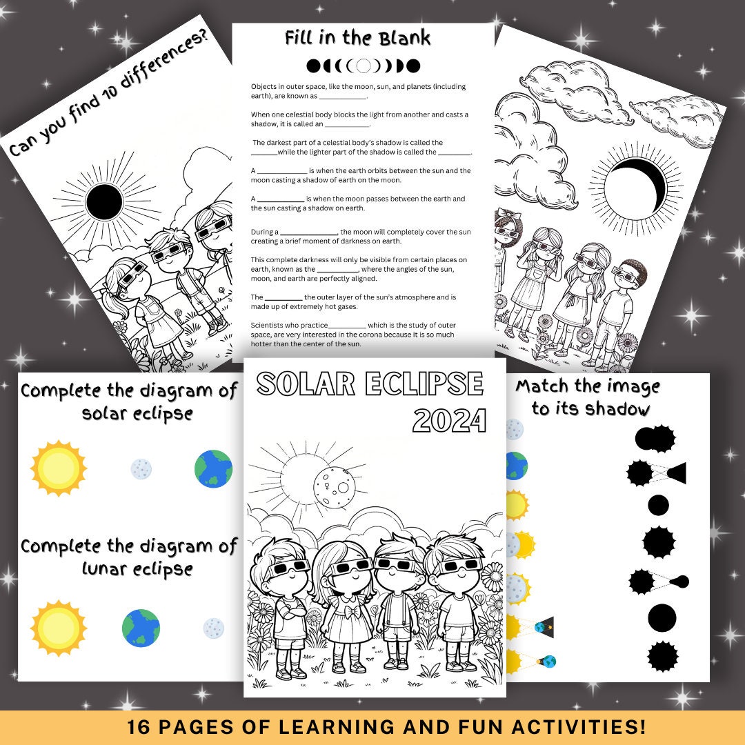 Solar Eclipse Activity for Kids Booklet for Elementary Students Solar ...