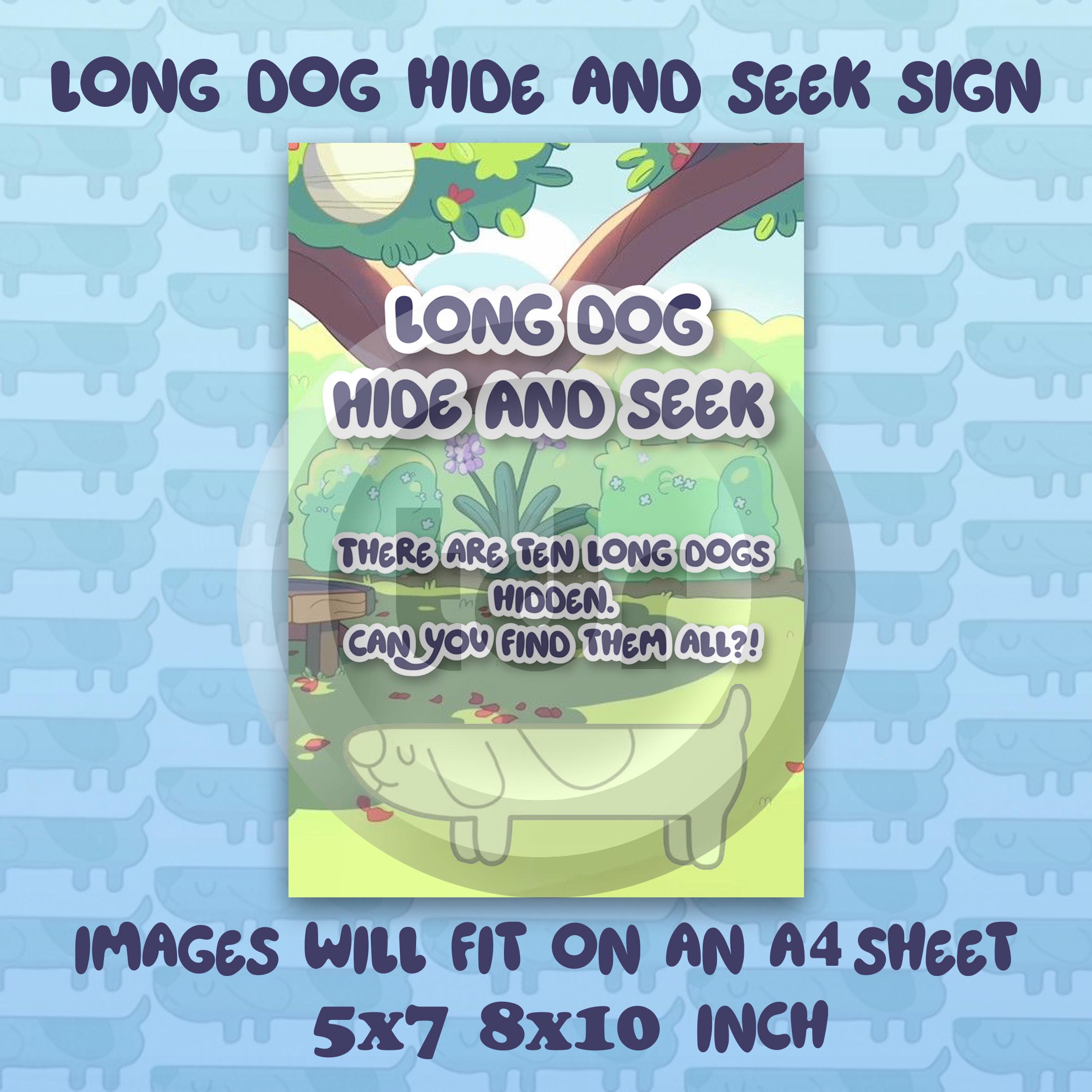 Bluey Long Dog Hide & Seek Pack Printable Party Game Kids Interactive ...