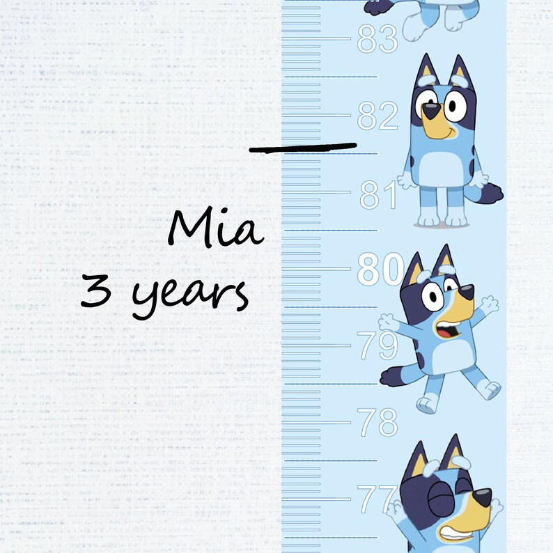 Bluey Inspired Children's Height Chart, Bluey Design, Height Chart Wall ...