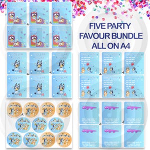 Bluey Party Favours Bundle, 5 Designs. Slipped on My Beans, Dollar ...