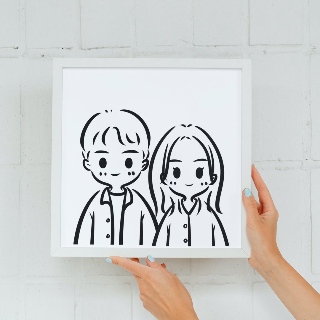 Custom Digital Cartoon Face Portrait: Personalized Photo Illustration ...
