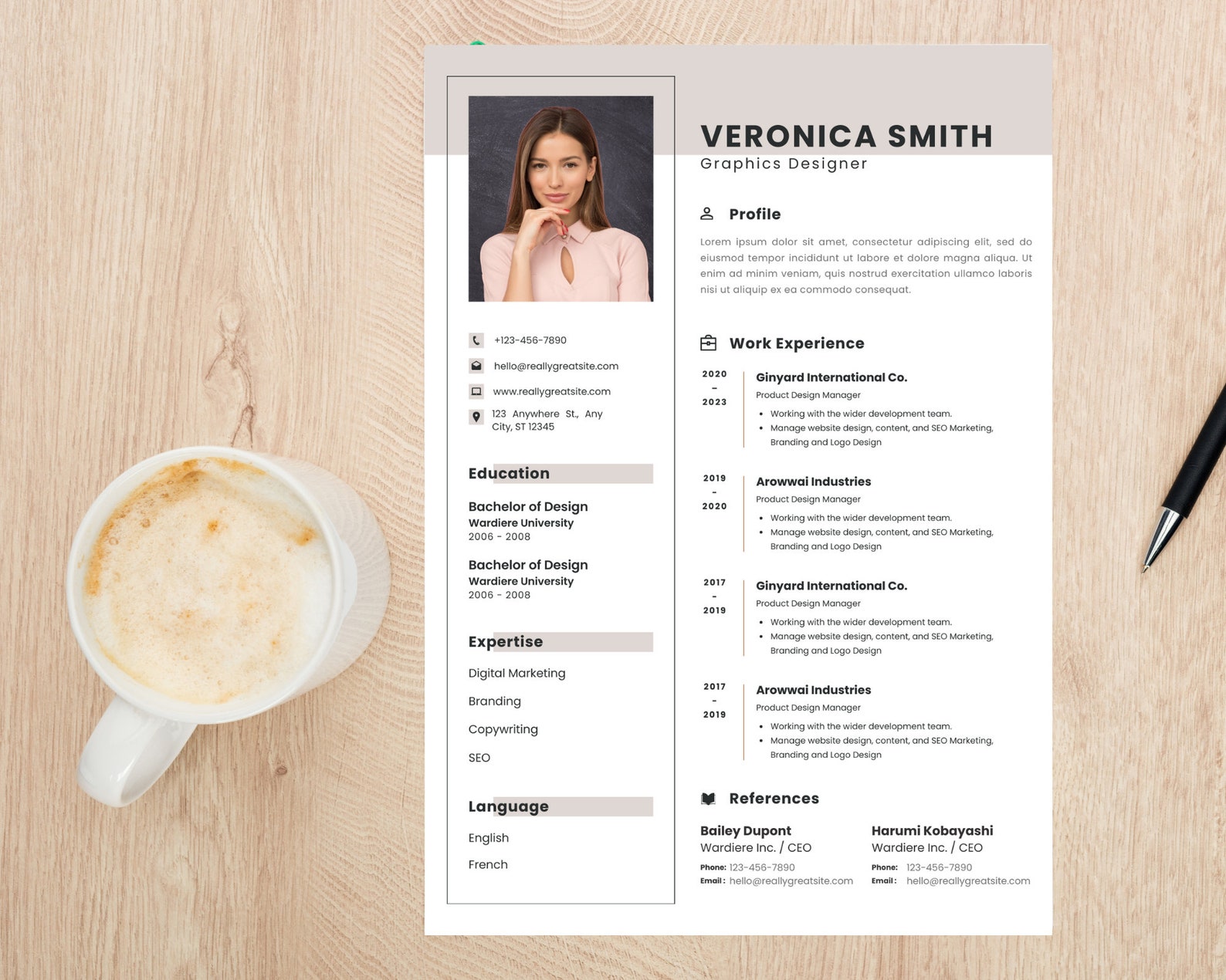 Minimalist Headshot Resume, Professional Resume Template, Simple Resume, Resume Template, Simple ...