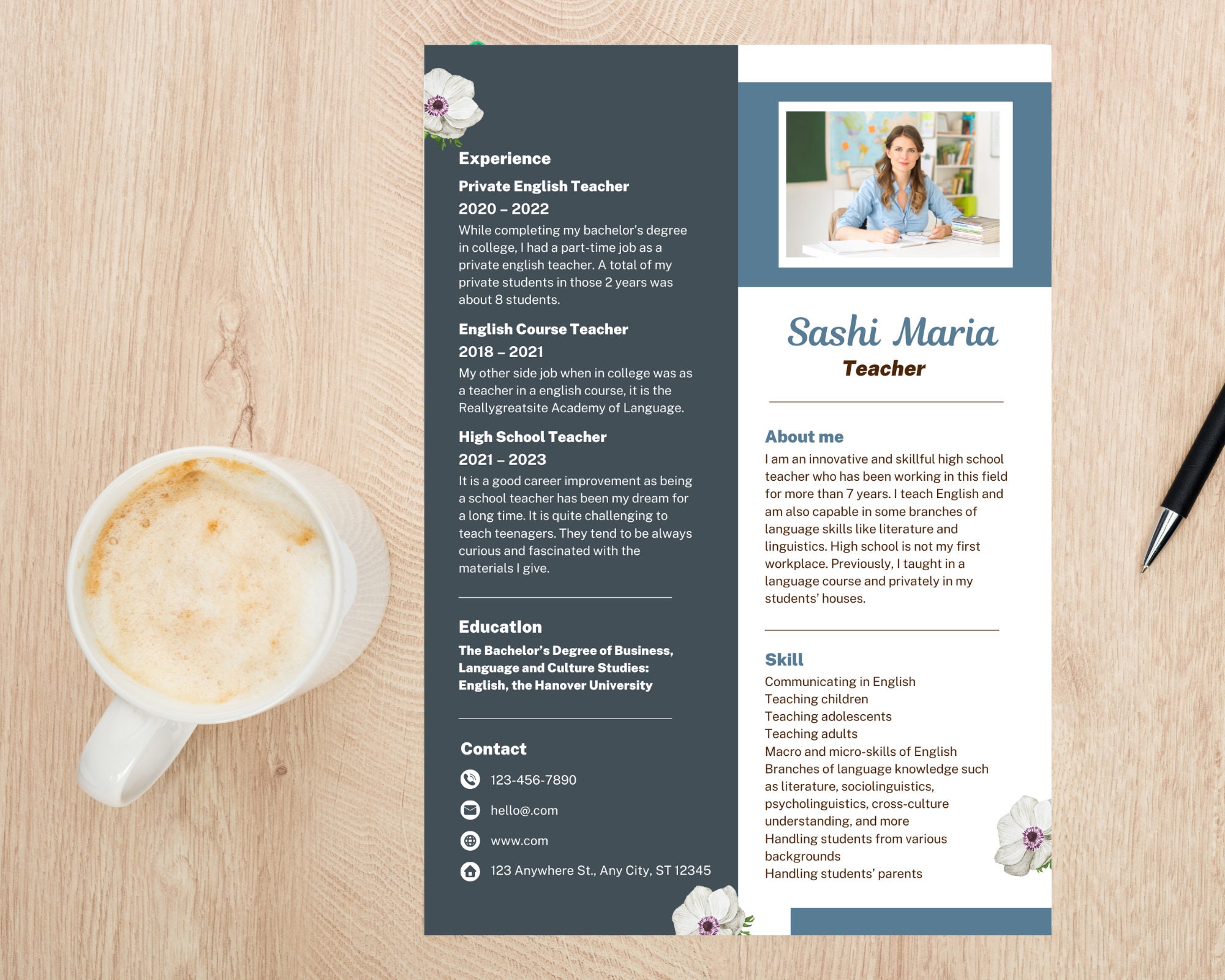 Teacher Resume Template, Professional Resume Template, Teaching Resume ...