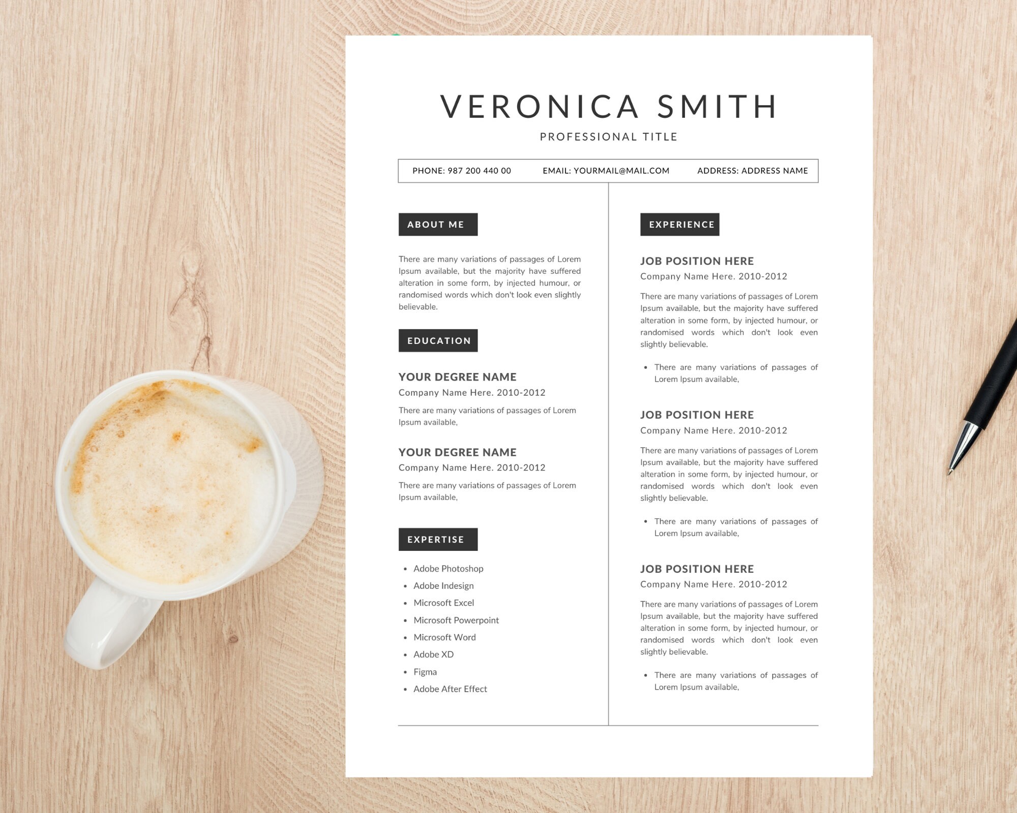 Minimalist Resume Template, Professional Resume Template, Simple Resume ...