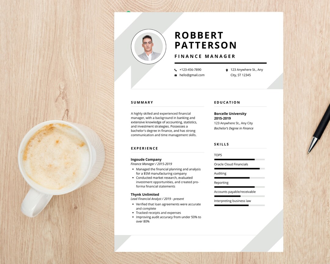 Finance Manager Resume, Executive Resume Template, Professional Resume ...