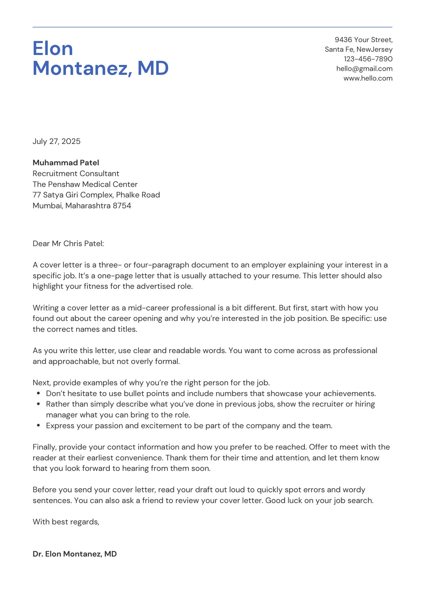 ATS Friendly Resume Template, With Cover Letter, Professional Resume ...