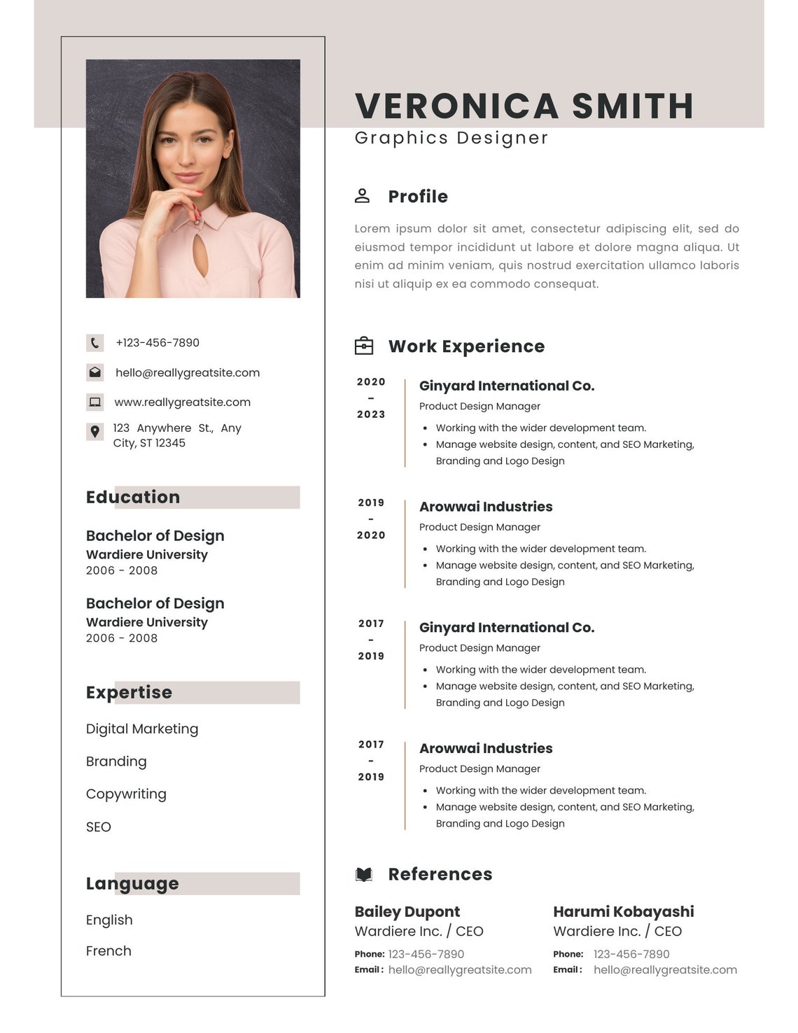 Minimalist Headshot Resume, Professional Resume Template, Simple Resume ...