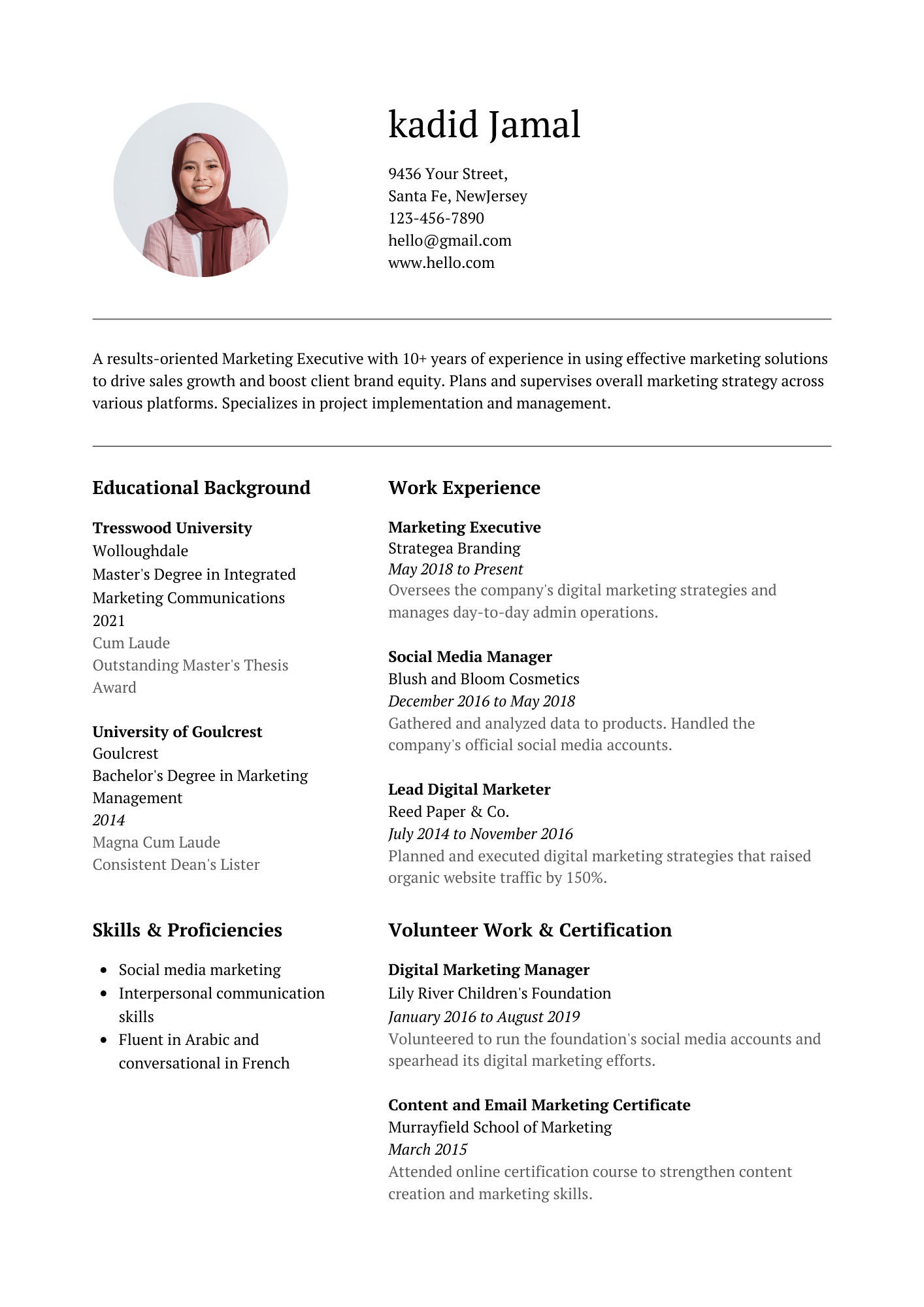 ATS Friendly Resume Template, With Cover Letter, Professional Resume ...