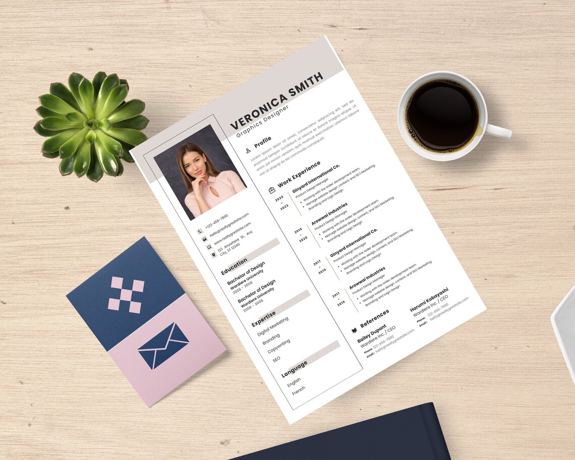 Minimalist Headshot Resume, Professional Resume Template, Simple Resume ...