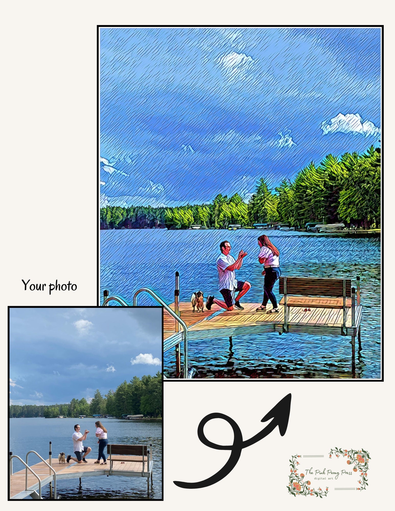 Custom Storybook Portrait From Photo, Personalized Gift, Wedding Gift ...